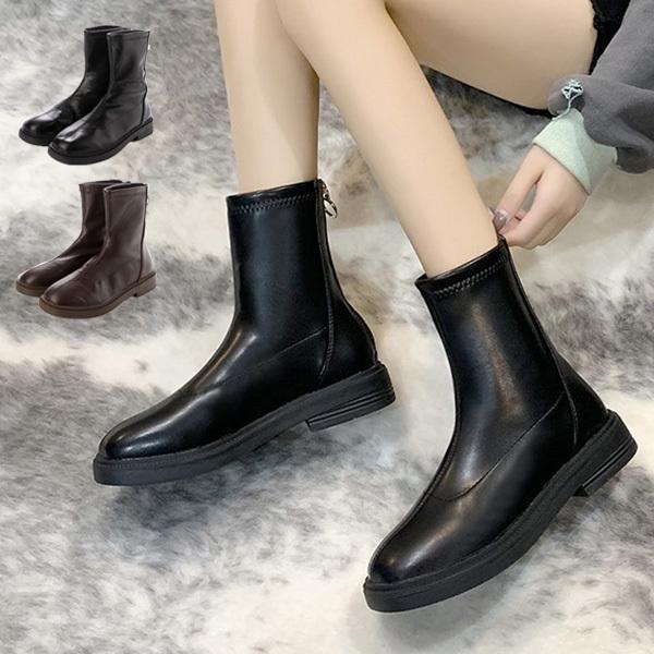 STYLEBLOCK ブーツ ショート ローヒール 黒 合成皮革 PUレザー STYLEBLOCK ブーツ ショート ローヒール 黒 合成皮革 PUレザー