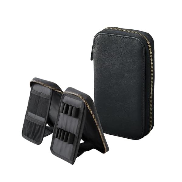 スタンドブックジェットブラック/ノーマル/A3803-24・Color:ジェットブラックSize:ノーマルStyle:スタンドブック・パッケージ個数:1・【特長】PUレザーを使用した手帳型のペンケース・【本体寸法】幅×奥行×高さ／165×4...