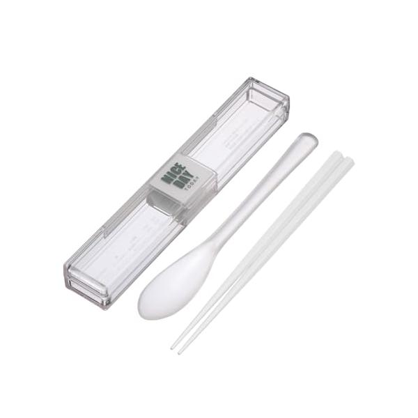 スプーン・箸セットホワイト/-/H-600WH・Color:ホワイトPatternName:スプーン・箸セット・パッケージ個数:1・【NiceDay（ナイスデイ）シリーズ】洗いやすさと使いやすさを考えた、毎日のランチを快適にするケース付きカ...