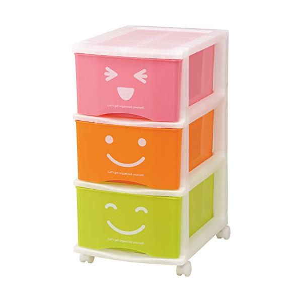 マルチカラー/幅33×奥42×高67cm/3094・PatternName:ハッピー・パッケージ個数:1・サイズ:約33×42×67cm・本体重量:約2.7kg・材質:PP・原産国:日本・引出し内寸:約24.5×35.7×17.5cm
