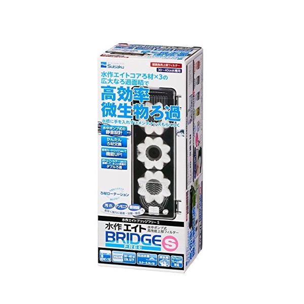 上部式-/S/-・パッケージ個数:1・本体重量:0.63kg・本体サイズ (幅X奥行X高さ) :12×11×29cm・水作エイトのろ材を使用し、優れたろ過能力はそのままにメンテナンス性を向上させた上部式フィルターです。