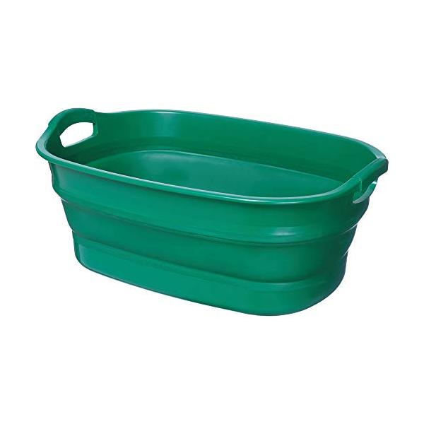 タライグリーン/-/TORTGN・Color:グリーン・パッケージ個数:1・容量(L):23・色:グリーン・間口×奥行×高さ(mm):600×400×246・水抜栓付・折りたたみ時高さ:100mm