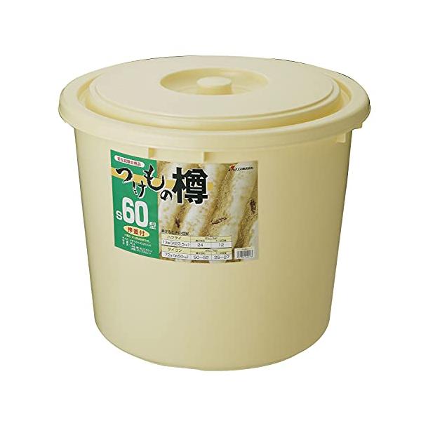 丸型 本体クリーム/60L/-・Size:60LStyle:丸型 本体・パッケージ個数:1・サイズ:高さ43.2×直径51.6cm・本体重量:2627g・材質:本体/PE、蓋/PP、押し蓋/PP・押しぶた付き・容量:60L