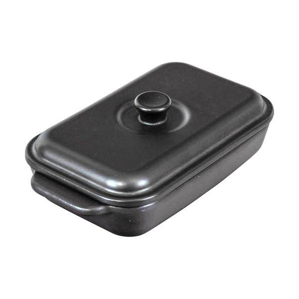 角型ショート蓋付ブラック/-/RE-7674・パッケージ個数:1・商品サイズ(約):幅22.5×奥行12.5×高さ7.5cm・商品重量(約):840g・本体:耐熱陶器