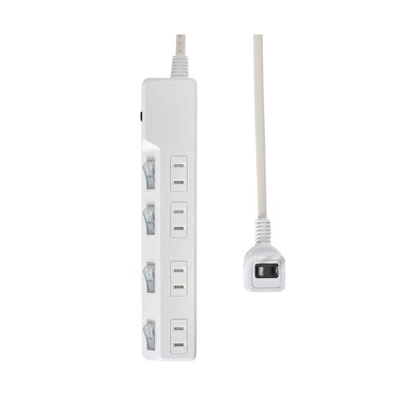 4個口-/2m/WLK-42B(W)・Size:2mStyle:4個口PatternName:耐雷/漏電防止・パッケージ個数:1・定格:AC125V 15A 合計:1500Wまで・使用温度範囲:-10℃〜40℃ コード長:2m・口数:4個口...