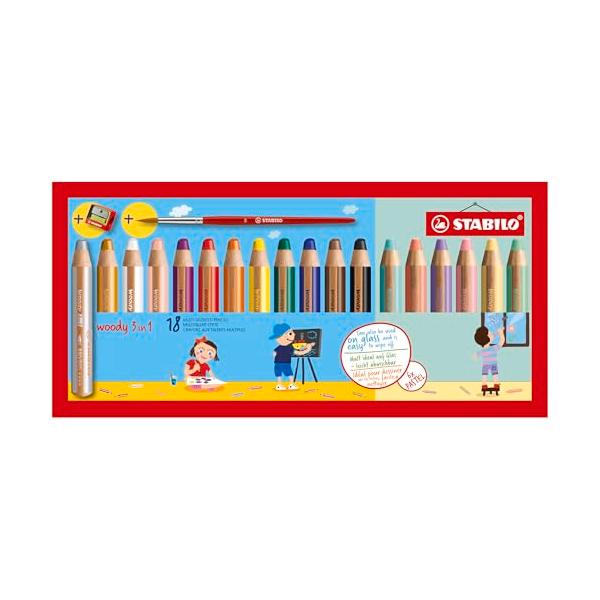 18色 パステルカラー入り18色/Extra Large/880/18-4・Style:18色 パステルカラー入り・パッケージ個数:1・1本で色鉛筆、水彩色鉛筆、クレヨンの3つの機能・黒い紙タイルやガラスにも書けて簡単に拭き取れる・持ち手が...