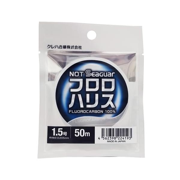 1.5号 / 50mクリア/50m 1.5号/-・Size:50m 1.5号・パッケージ個数:1・素材: フロロカーボン・号数:1.5号 / 全長:50m / カラー:クリア・スプールバンド