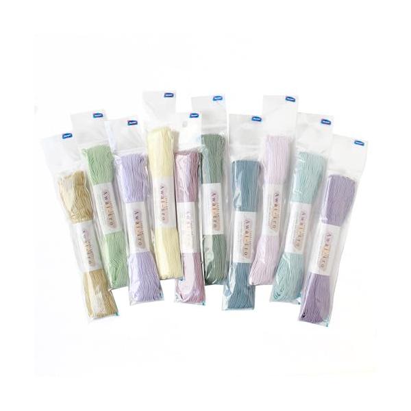 くすみカラー10色/40m/OLY-A-10SET・全10色セット・１カセ約40ｍ巻き・素材：綿100%・日本製・作品に奥行がでるくすみカラーの新色が加わりました