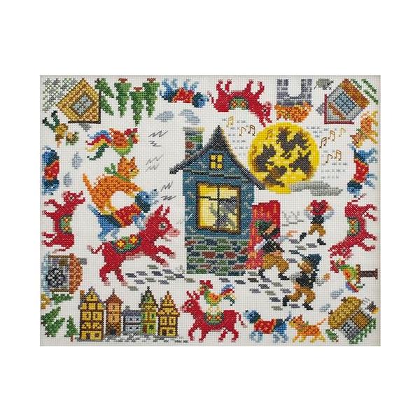 ブレーメンの音楽隊マルチカラー/縦23.4cm×横29.5cm/7582・Style:ブレーメンの音楽隊・パッケージ個数:1・出来上がりサイズ：額内径約縦23.4cm×横29.5cm・用意するもの：縫い糸、縫い針、ハサミ、テープ・キット内容...