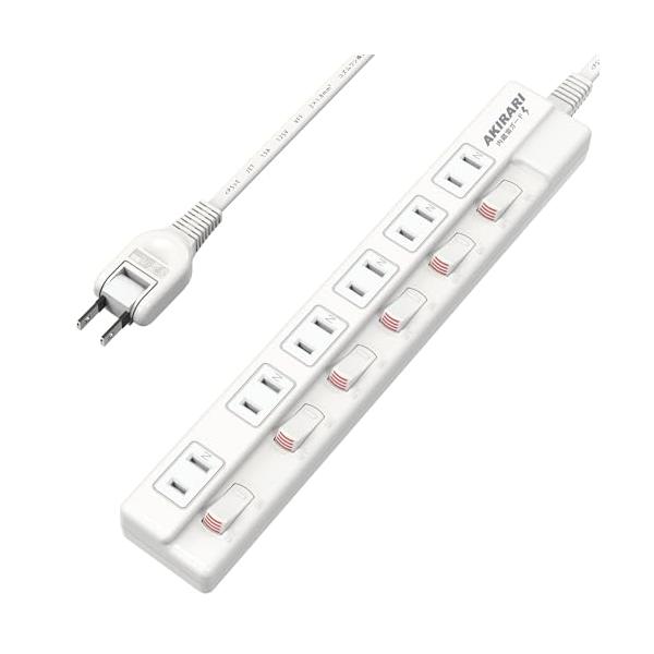 ホワイト/1M/akr-ps6ad1m・Size:1M・パッケージ個数:1・【安全性重視 日本メーカー】 6個口のシンプルなデザインで本体には耐熱性に優れたユリア樹脂を採用。さらにトラッキング防止機能もあり、火災のリスクを低減できます。・【...
