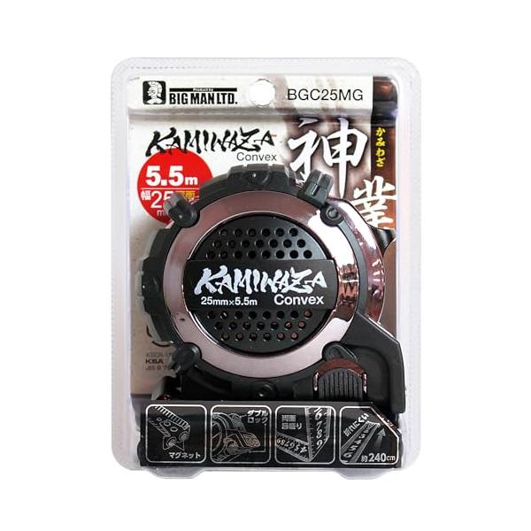 マグネット付き爪グレー/長さ5.5 m/BGC25MG・Style:マグネット付き爪・パッケージ個数:1・テープ長さ:5.5m、テープ幅:25mm・目盛仕様:両面メートル目盛、JIS規格:1級・テープ立ちは約240cm（折れにくい仕様です）...