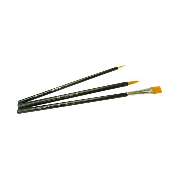 ブラック/12mm 8mm 3mm/GA1904B・パッケージ個数:1・平筆サイズ:筆幅12mm・全長232mm・彩色筆サイズ:筆幅8mm・全長200mm・面相筆サイズ:筆幅3mm・全長193mm・材質:ナイロン毛・プラスチック