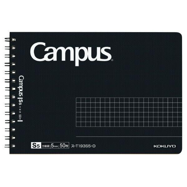 ブラック/Pack of 1/ス-T193S5-D・Size:Pack of 1・パッケージ個数:1・タブレット端末やパソコン前の省スペースで使えるハーフサイズのキャンパスノート(方眼罫)・【サイズ】 B6変形(中紙寸法：タテ127×ヨコ1...