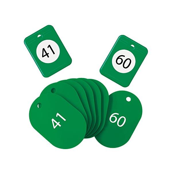 番号:41-60グリーン/W33×D46×H27mm/BF-152-GN・Color:グリーンStyle:番号:41-60・パッケージ個数:1・荷物の管理に便利なクリップと番号札のクロークチケットセット・ホテルや旅館、パーティーやイベントで...