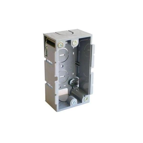 後付けグレー/１ケ用/SBP・Color:グレーSize:１ケ用・パッケージ個数:1・間仕切り壁など、木ネジの効かない石膏ボード、木板へのスイッチボックスあと付けに最適です。・１ケ用