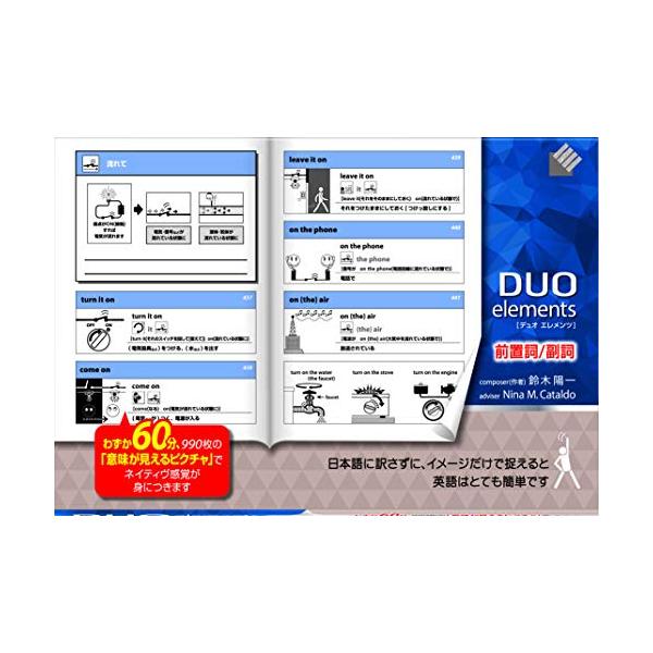 400万部超えのDUOシリーズにNEW LINEUP登場  日本語に訳さずに、イメージだけで捉えると、英語はとてもカンタンです。  暗記するのではなく、「990枚の意味が見えるピクチャ」を通して、 ネイティヴの頭の中にある目には見えない前置...