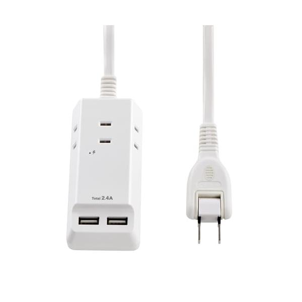耐雷USBコード付きタップホワイト/0.5m/WL-2205SU・Size:0.5mStyle:耐雷USBコード付きタップ・パッケージ個数:1・スマートフォンを2台同時充電可能 (USBポート)・接続された機器(iPhone、iPad、An...