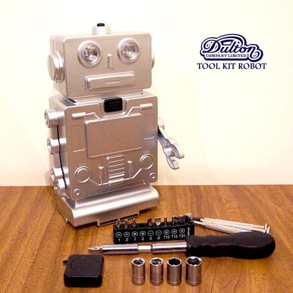 【あすつく対応】dulton遊び心溢れるロボットデザインの工具セット。【商品名】TOOL KIT ROBOT SILVER ツールキット ロボット シルバー【品番】Y-1019SV【サイズ】H.202mm W.118mm D.60mm【重量...