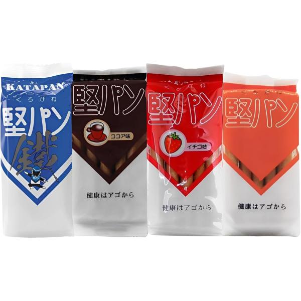 「商品情報」「主な仕様」健康はアゴから！テレビでも話題の商品！通常の定番堅パンの幅が約半分になりました。食べやすくおやつにぴったりです。スティックタイプ　プレーン味（５枚入り）×1個、ココア味（５枚入り）×1個、鐵(くろがね)味（５枚入り）...