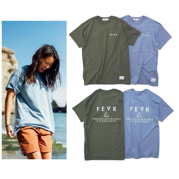 □商品説明人気のFEVRクラシックロゴを背中に配置したTシャツです。今季カラーはシックなミリタリーグリーンと爽やかなシーブルー。少しくすんだ色調がポイントです。素材綿100% 6.0ozサイズ(cm)M/身丈71cm×身幅53cmL/身丈7...