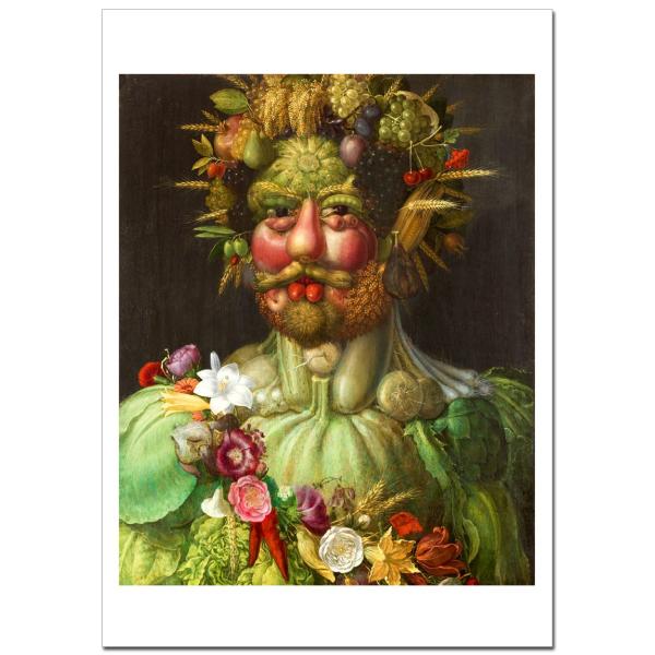 《作家名》ジュゼッペアルチンボルドGiuseppe Arcimboldo 1527年ー1593年イタリアの画家《作品名》ウェルトゥムヌスに扮するルドルフ２世（Vertemnus/RudolfII)　・ジークレー技法・作品の色合いは弊社による...