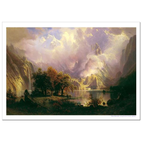 《作家名》アルバート・ビアスタット（Albert Bierstadt 1830-1902)　　　　　ハドソンリバー派のドイツ出身のアメリカの画家《作品名》　Rocky Mountain Landscape　・ジークレー技法・作品の色合いは弊...
