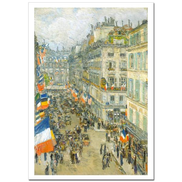 《作家名》フレデリックチャイルドハッサム　Frederick Childe Hassam 1859-1935 アメリカの画家《作品名》ハッサム　1910年7月14日、ドヌー通り【作品技法】・ジークレー技法・作品の色合いは弊社によるオリジナル...