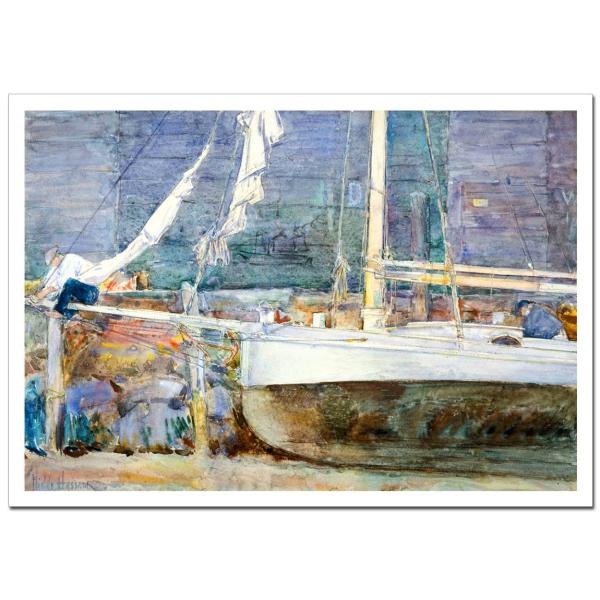 《作家名》フレデリックチャイルドハッサム　Frederick Childe Hassam 《作品名》ロスタシャーの乾ドック Drydock, Gloucester 【作品技法】・ジークレー技法・作品の色合いは弊社によるオリジナル色彩調整を行...