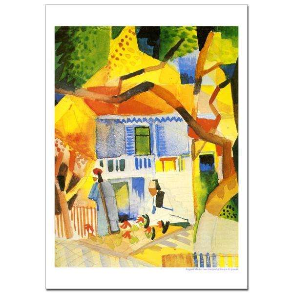《作家名》アウグストマッケ（August  Macke ) 《作品名》サンジェルマンの家の中庭　【作品技法】・ジークレー技法 ・原画のオリジナル画像から弊社独自の色彩調整を行ない、彩度コントラスト明るさ等が豊かに再現されています。・原画上の...