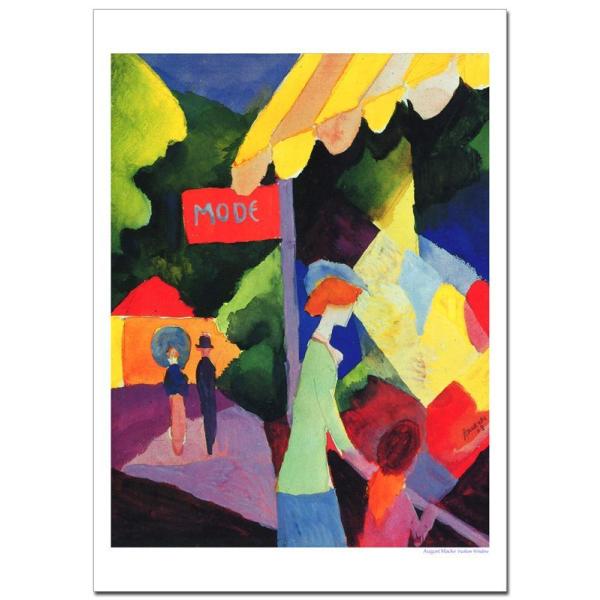 《作家名》アウグスト・マッケ（August Macke）《作品名》 ショーウィンドー　【作品技法】・ジークレー技法 ・原画のオリジナル画像から弊社独自の色彩調整を行ない、彩度コントラスト明るさ等が豊かに再現されています。・原画上の劣化(キズ...