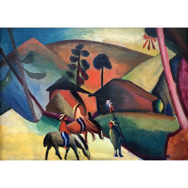 《作家名》アウグスト・マッケ（August Macke）《作品名》Indians on horsebacks　  　【作品技法】・ジークレー技法・作品の色合いは弊社によるオリジナル色彩調整を行ない、彩度・コントラスト・明るさ等が豊かに再現さ...