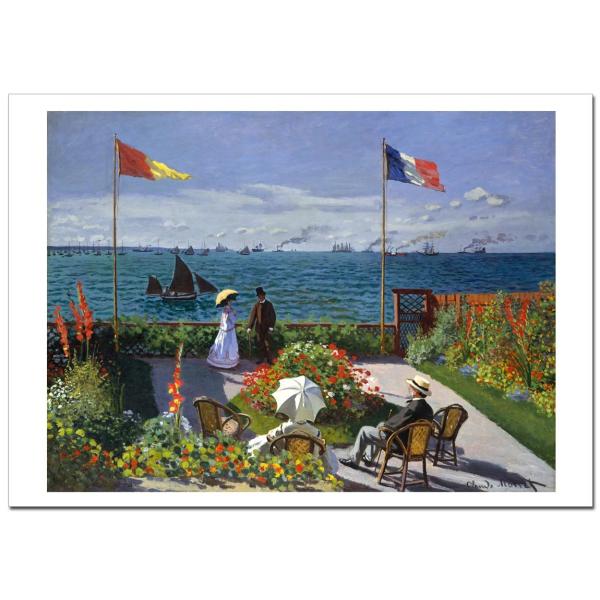《作家名》クロード・モネ(1840年-1926年)《作品名》サン・タドレスのテラスGarden at Sainte-Adresse  　【作品技法】・ジークレー技法 ・作品の色合いは弊社によるオリジナル色彩調整を行ない、彩度・コントラスト・...
