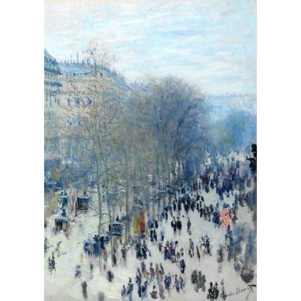 《作家名》クロード・モネ(1840年-1926年)《作品名》キャプシーヌ大通りBoulevard des Capucines   　【作品技法】・ジークレー技法 ・作品の色合いは弊社によるオリジナル色彩調整を行ない、彩度・コントラスト・明る...