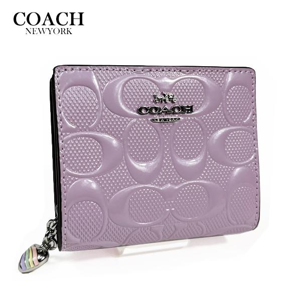 COACH コーチ アウトレット レディース 財布 二つ折り財布 コンパクト財布 ミニ財布 Snap Wallet In Signature Leather With Heart Charm スナップ ウォレット シグネチャー ハートチャー...
