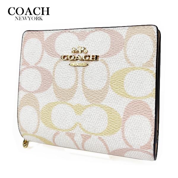 COACH コーチ アウトレット レディース 財布 二つ折り財布 コンパクト財布 ミニ財布 SNAP WALLET IN PRETTY SIGNATURE CANVAS スナップ ウォレット プリティー シグネチャー キャンバス  CEC3...