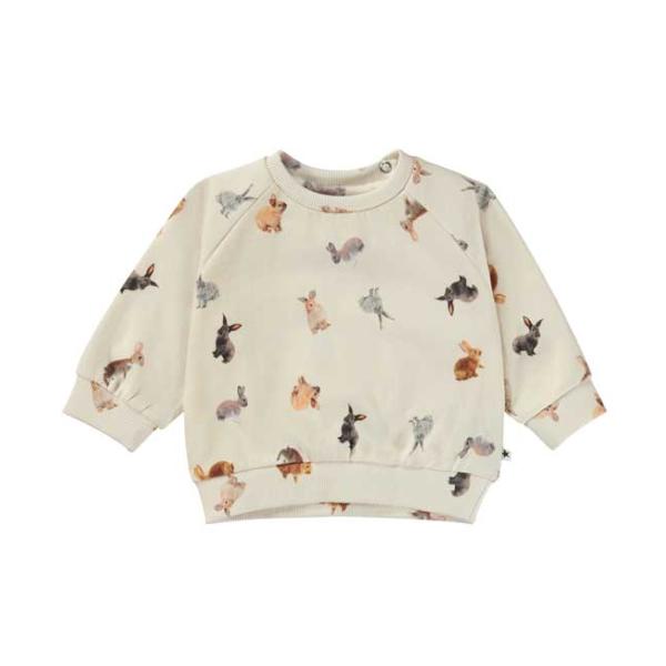 うさぎさんがいっぱいの癒し系トップス。優しい色合いで、どんなコーデにも合わせやすいです。素材オーガニックコツトン　100%※ヨーロッパの子供服のサイズは6cm刻みのcm表記です。参考サイズ(表記サイズ→日本サイズ）62→60cm　68→70...
