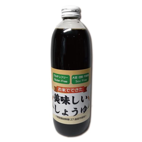 大豆　豆類　小麦を使わずに作った、米しょうゆです。酒粕と米、食塩のみを原料として作りました。着色料、保存料、防かび剤などの添加物は使用しておりません。普通の淡口しょうゆと同じようにお使いいただけます。　・発売元：アレルギーヘルスケア・原材料...