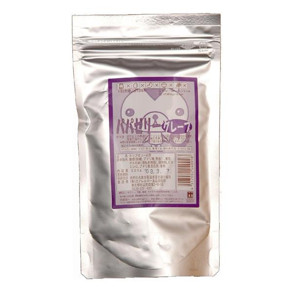 簡単調理の寒天ゼリーの素です。1袋で約1Lのゼリーが作れます。　ゼラチン不使用です。グレープ味です。・発売元：辻安全食品・原材料：糖類(砂糖、ブドウ糖、粉飴)、寒天、ゲル化剤(増粘多糖類)、酸味料、ビタミンC、ブドウ果皮色素、香料・関連ワー...