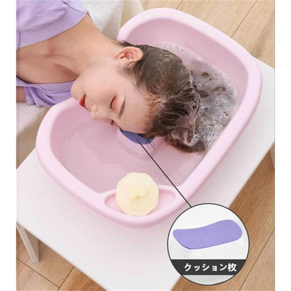 洗髪槽+ひしゃく+排水管+マッサージブラシ（色ランダム）【 寝たまま洗髪 洗髪器 洗髪槽】介護が必要な高齢の方の洗髪に：寝たままの状態で洗髪できる洗髪槽です。暖かい水の栓を感じられます。水温が変化して見えます。ぬるま湯を感じて、水温を感知し...