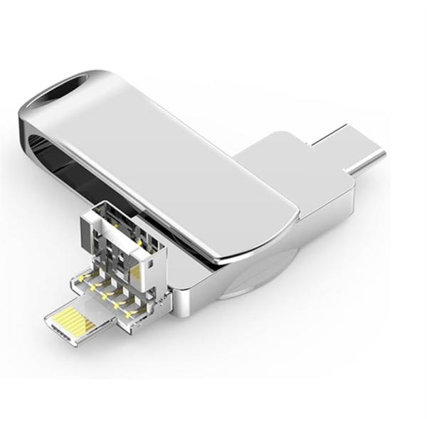 4 in1 USBメモリー 2TB 【USB｜Type-C｜Lightning｜Micro USB接続ポート対応】 4イン1 Phone usbメモリー タイプc ストレージ容量不足解消 大容量 高速 小型 データバックアップ転送 フラッシ...