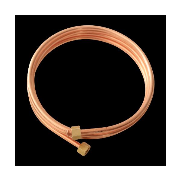 石油給湯器・石油風呂釜用の8mm送油銅管です。両側フレア加工、ナット付