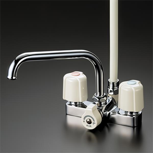 KVK デッキ形2ハンドルシャワー KF14E【本体取付ピッチ】:120ｍｍ【本体取付穴径】：Φ22〜25【吐水口長さ】：190ｍｍ【一般地用】