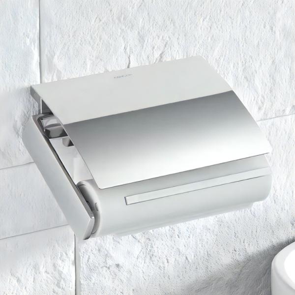 カワジュン 静音型ペーパーホルダー SC-483-SC(クローム+鏡面+グレーローラー)●巻き取り時のカラカラ音を抑えた静音型ペーパーホルダー※取付時に左差し変更可【材質】亜鉛ダイキャスト+ABS樹脂+POM樹脂+ステンレス仕上げ (クロー...