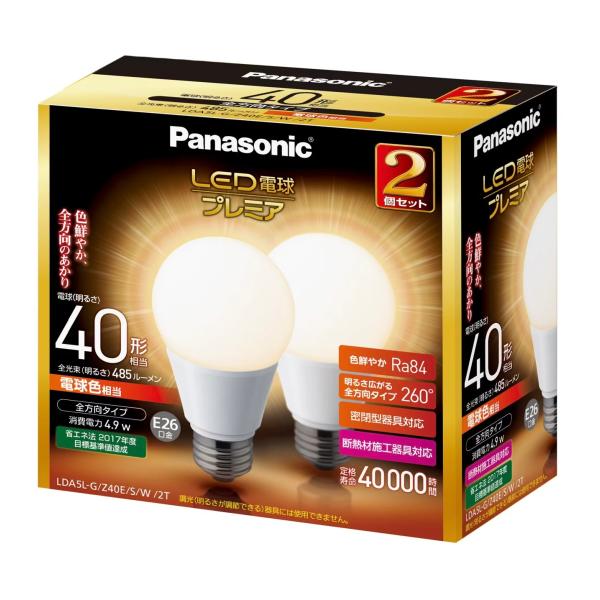 種別：一般電球タイプ 全方向タイプ 4.9W光色：電球色相当口金：E26周波数：50/60Hz共用定格電圧：100V定格入力電流：0.082A全光束 (ランプ単体の明るさ) ：電球40形相当 485 lm調光器対応：×断熱材施工器具対応：○...