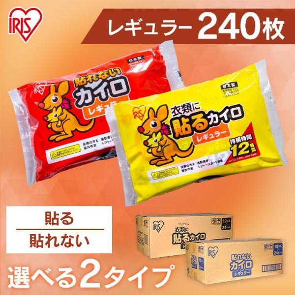 ●内容量：10枚24袋（検索用：カイロ 貼れない 貼らない レギュラーサイズ 普通 使い捨て 腰 脇 背中 冬 備蓄 防寒 寒さ対策  あったか まとめ買い 4582228253704）