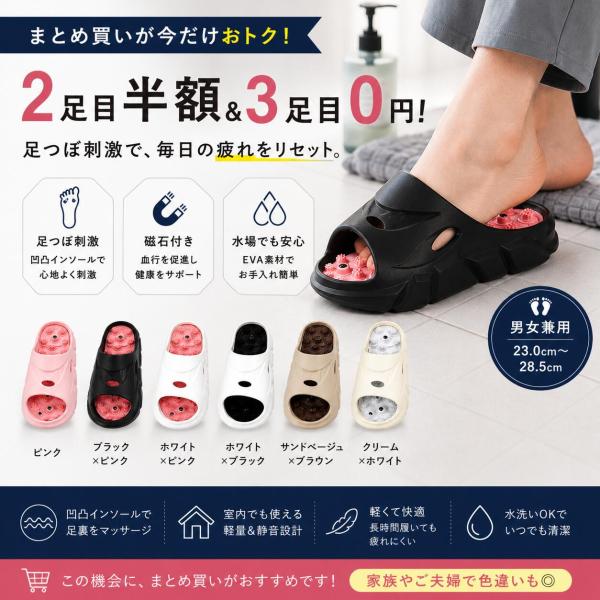 ご注意 ※本製品は一般家庭用のリラクゼーションサンダルです。※医療機器ではありません。治療・矯正・疾病予防を目的とした商品ではございません。※使用感には個人差があります。※ご利用のモニター環境により、実際の商品と色味が異なって見える場合がご...