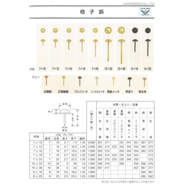 奈良は斑鳩に所在する　老舗メーカー錺技研　製、格子鋲です。材質：真鍮※このサイズは取り寄せになりますが、メーカーからの配達が週に２回ありますので、決済確認後、2-3営業日にて発送可能です。