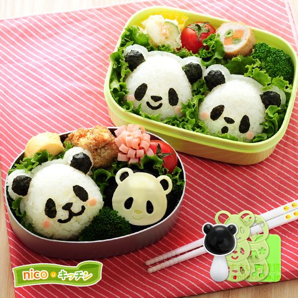 【発売日：2018年02月01日】子供たちに大人気のかわいいパンダのおにぎりが作れるセットです。 おにぎり型は立体型でハンドル付き。アツアツご飯も楽に握れます。1つあたり約80gです。 海苔カッターと食材カッターがセットになっているので、そ...