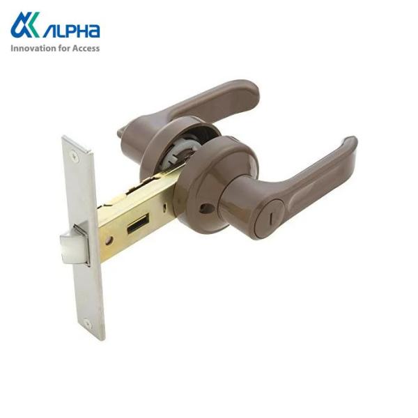 ALPHA 浴室 レバーハンドル【R-48】浴室ドアのノブをレバー型に交換できるハンドル錠です。お取り付けの際には既存のネジを再度ご使用いただくか、ホームセンターなどで新しいネジをご用意していただく必要のある場合がございます。【商品詳細】◆...