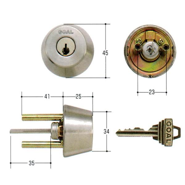 GOAL 標準ピンシリンダー ADタイプ【GCY-95】操作性や耐久性に優れたピンシリンダー。2001年より上ピンの全てにアンチピッキングピンを採用し性能も向上。最大鍵違い数は100万通り。【商品詳細】◆シリンダー：標準ピンシリンダー◆キー...